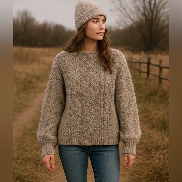 Vintage | Sweaters | Vintage Irish Homecraft Natural Oiled Wool Oatmeal ...